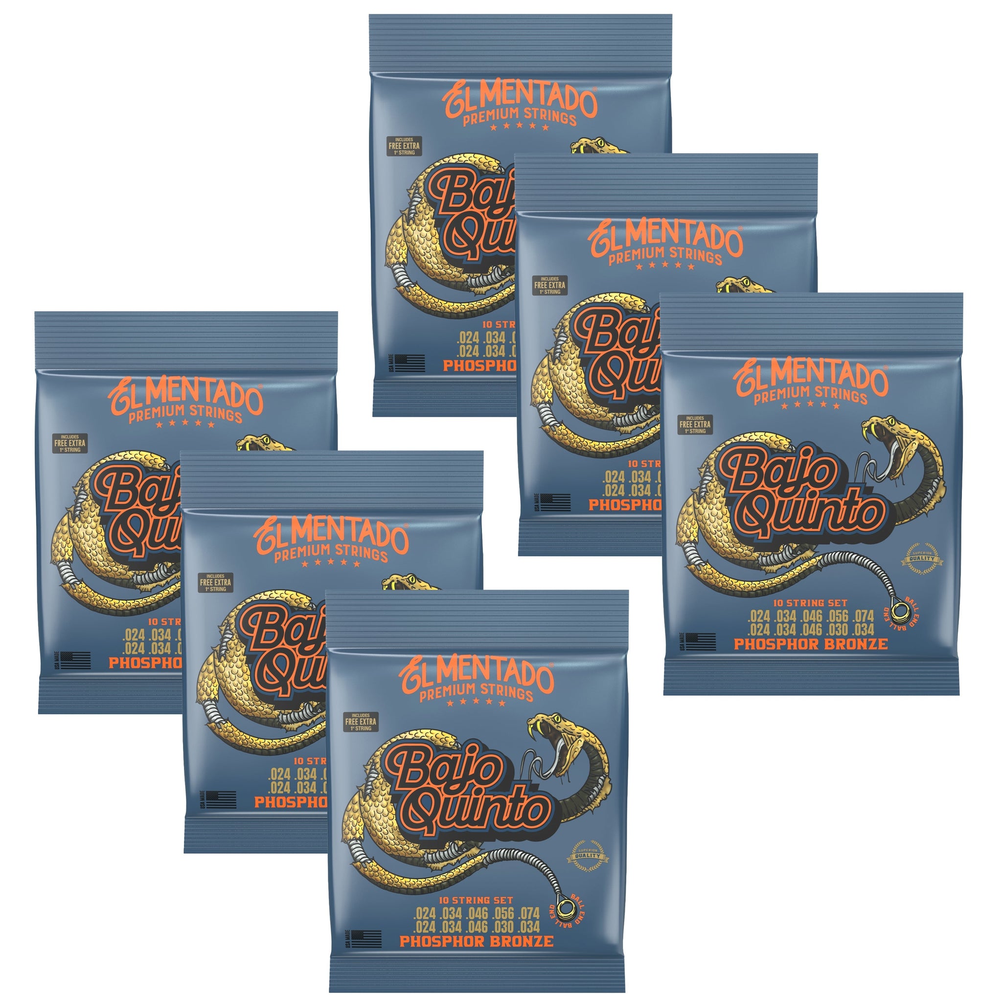BRONCE FOSFORADO : Cuerdas Bajo Quinto (Ball End) 6-PACK | EL MENTADO™
